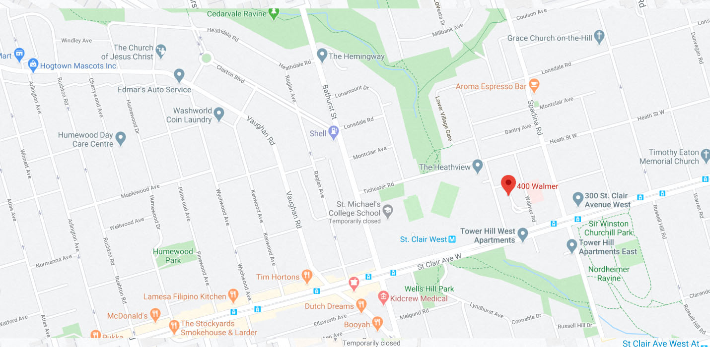 Map and Directions to 400 Walmer Road in Toronto, ON